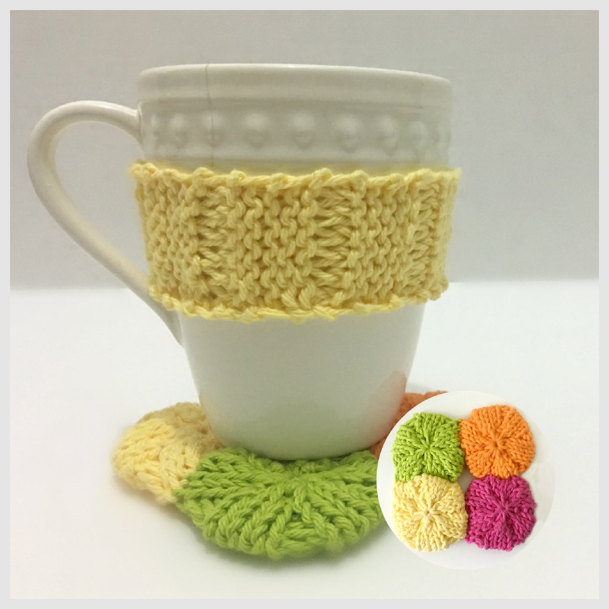 Loom Knit Cup Cozy and Coaster Pattern – Loomahat.Store