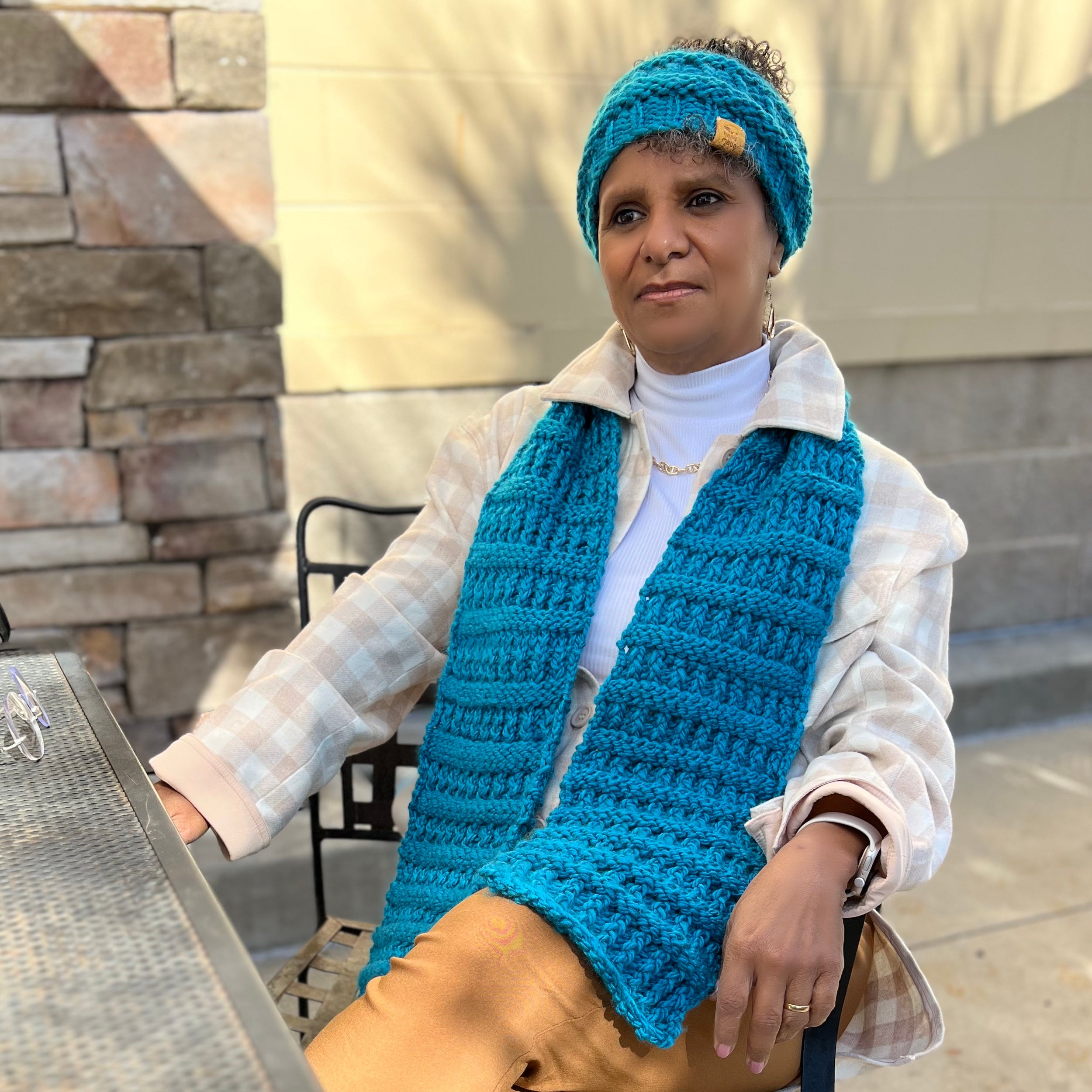 Rib and Purl Headband and Scarf Set – Loomahat.Store