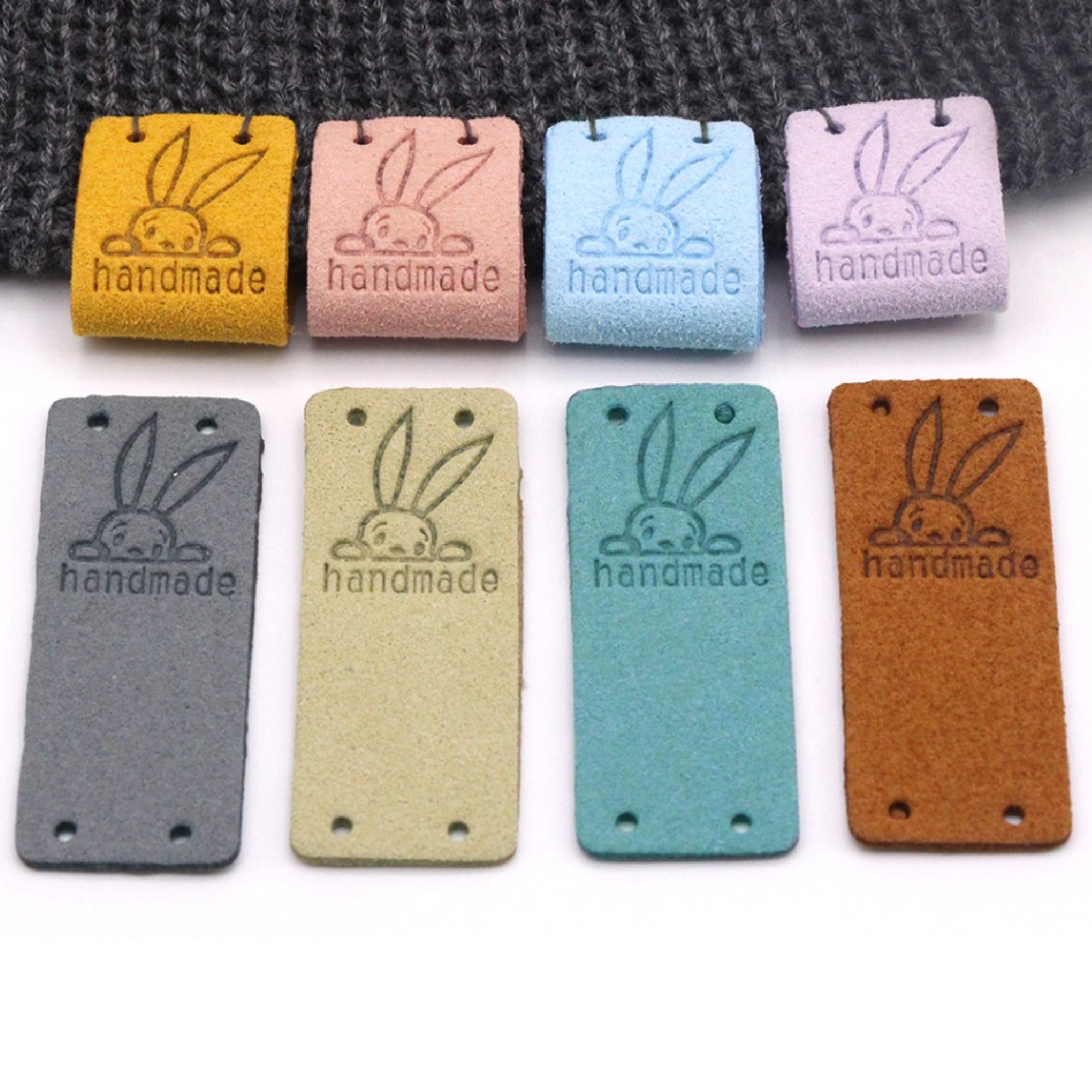 Bunny Rabbit "Handmade" PU Leather Labels Tags with 4 Holes – Loomahat ...