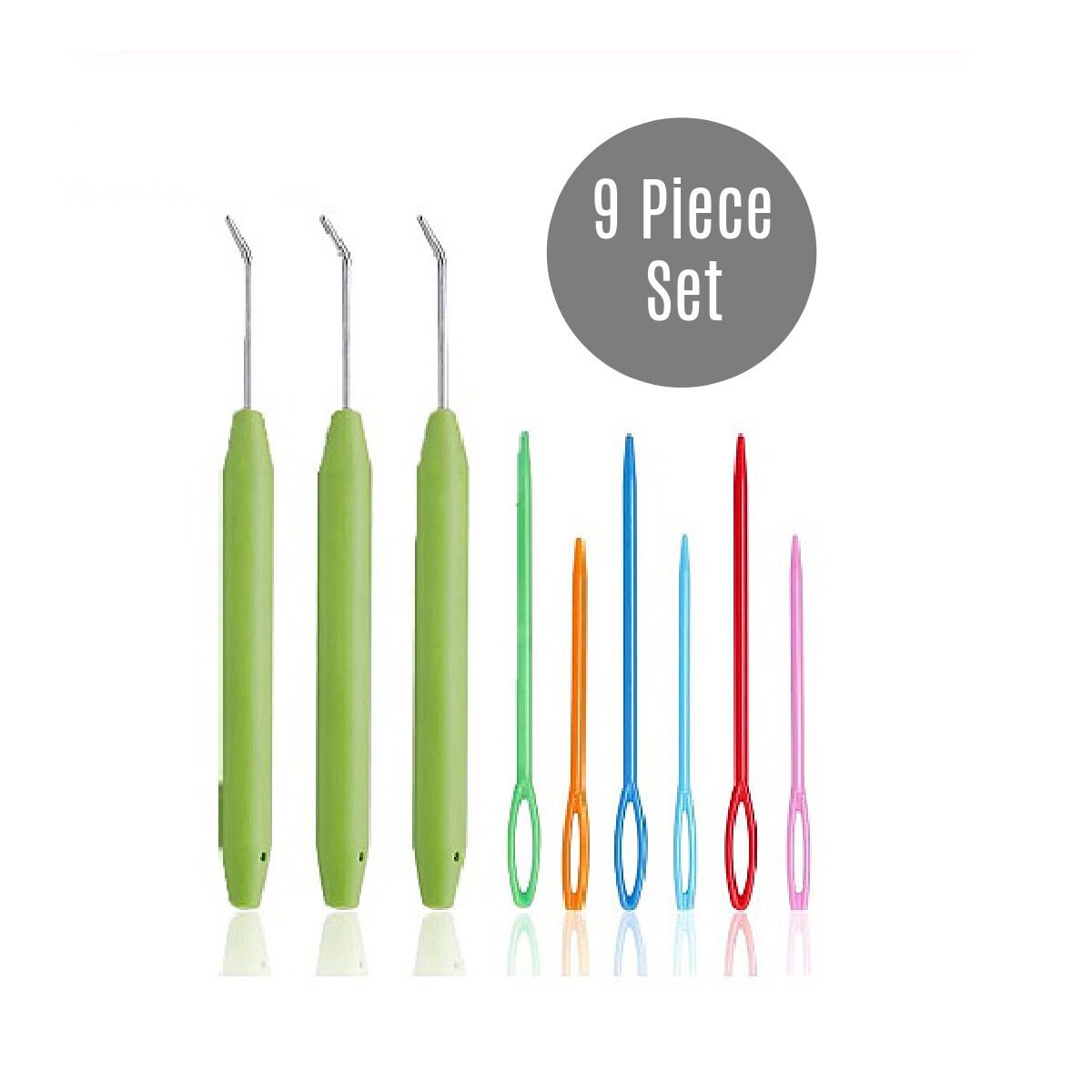 Loom Knitting Hook Set Includes 3 Hooks and 6 Blunt Large Eyed Yarn ...